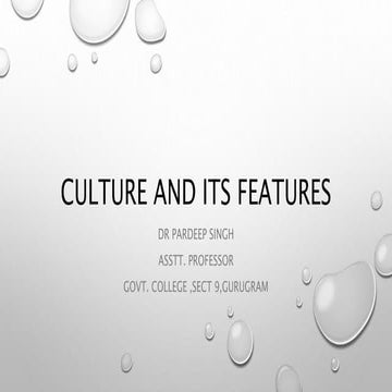 Culture and its features | PPTX