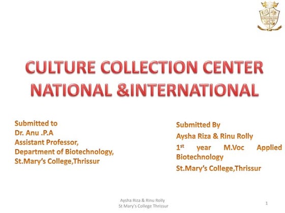 Microbial Type Culture Collection (MTCC) | PPTX