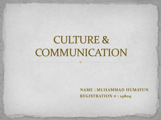 Culture and communication | PPTX
