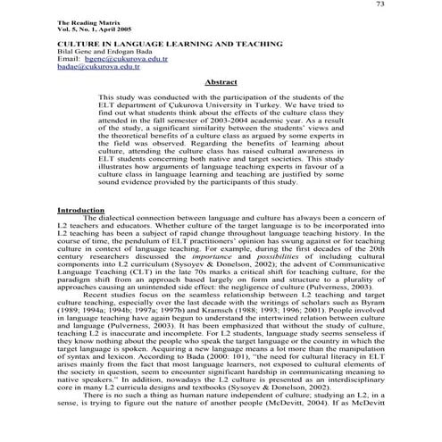 Culture in language learning and teaching | PDF