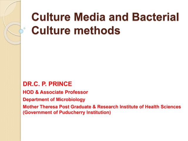 Bacterial Culture media | PPT