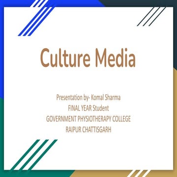 Culture Media presentation Microbiology 2nd year topic | PPT