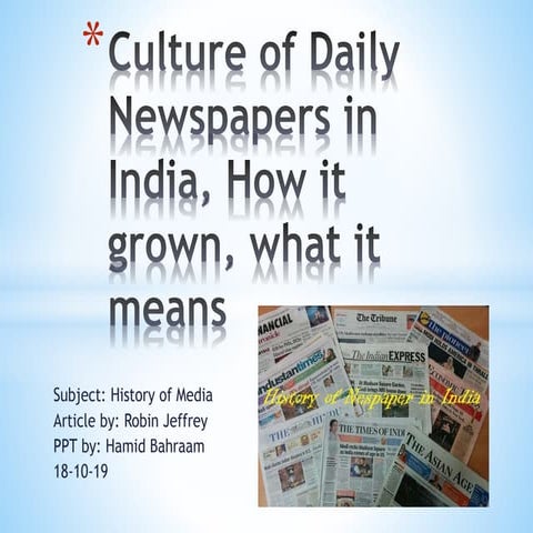 Culture of daily newspapers in india, how | PPTX
