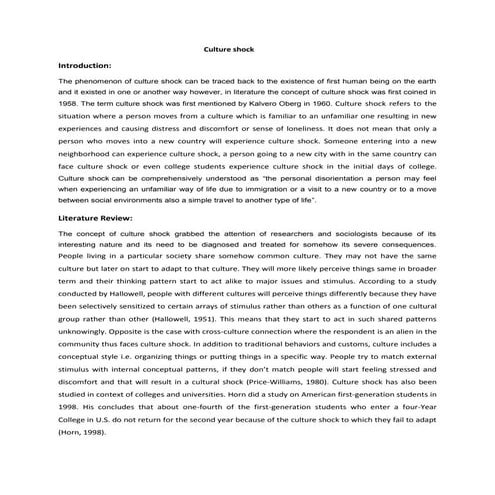 Culture Shock Essay | PDF