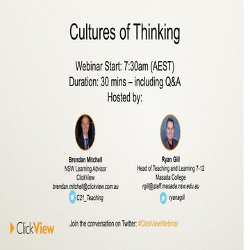 ClickView Webinar - Cultures of Thinking | PDF