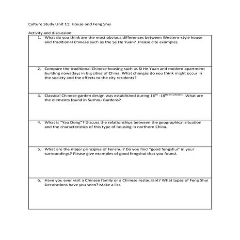 Culture study unit 9 Chinese Martial Arts worksheet | PDF