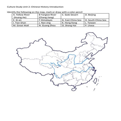Culture study unit 2 Chinese History worksheet | PDF