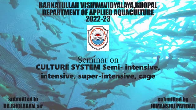 Semi intensive fish culture system | PPTX