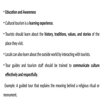 Cultural tourism involves traveling to experience the places part 2 | PPTX