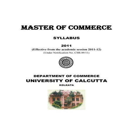University of Calcutta M Com Syllabus | PDF