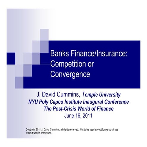 Banks Finance/Insurance: Competition or Convergence | PPT