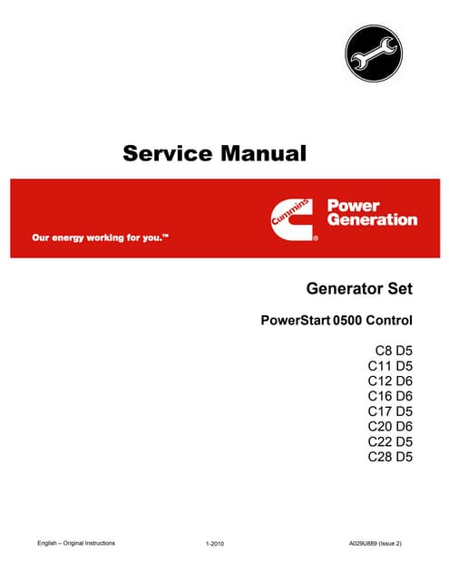 Cummins Onan C17 D5 Generator Set Power Start 0500 Control Service