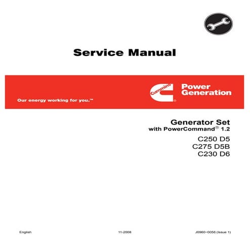 Cummins onan c250 d5 generator set with power command 1.2 service ...