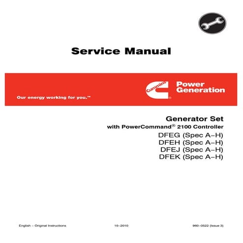 Cummins onan dfeh generator set with power command 3200 controller ...