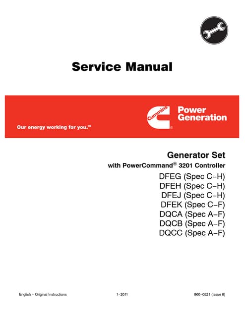 Cummins Onan Dfej Generator Set With Power Command 3201 Controller