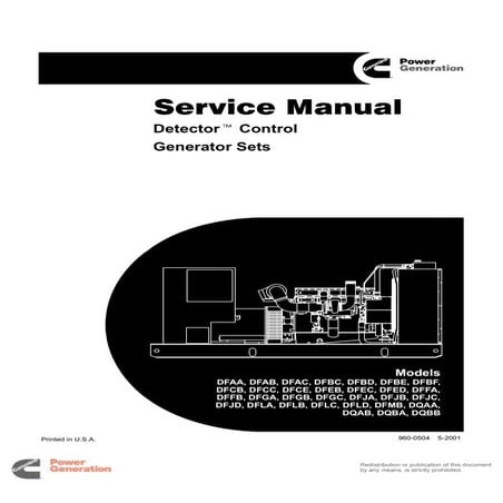 Cummins onan dfjd detector control generator set service repair manual ...