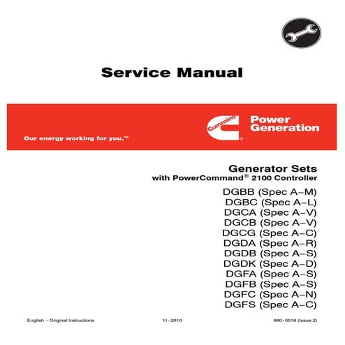 Cummins Onan Dgfb Generator Set With Power Command 2100 Controller