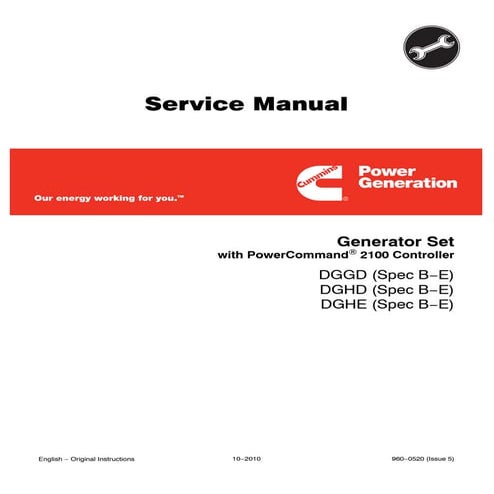 Cummins Onan Dggd Generator Set With Power Command 2100 Controller
