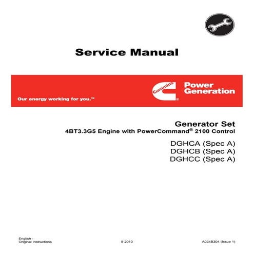 Cummins Onan Dghcb Generator Set 4 Bt3 5g5 Engine With Powercommand