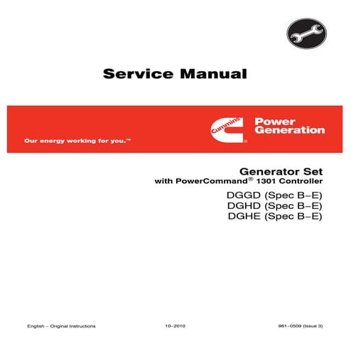 Cummins Onan Dghe Generator Set With Power Command 1301 Controller