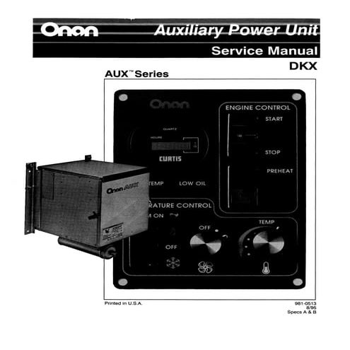 Cummins Onan DKX Auxiliary Power Unit AUX Service Repair Manual.pdf