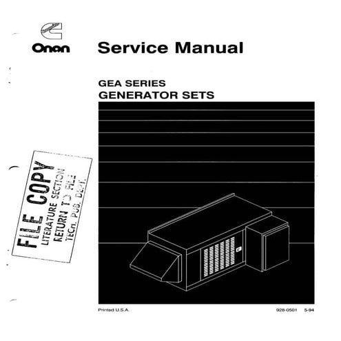 Cummins onan gea series generator sets service repair manual | PDF ...