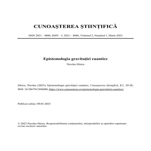 Epistemologia gravitației cuantice | PDF