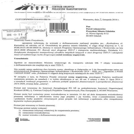 Cupt pismo z 8 listopad do miasta | PDF