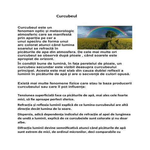 Curcubeul proiect biologie clasa a 8 a . | PDF