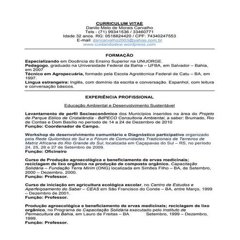 Currículo de danilo_carvalho | PDF
