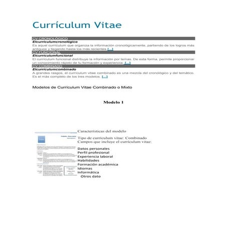 Modelo de curriculum vitae | DOC