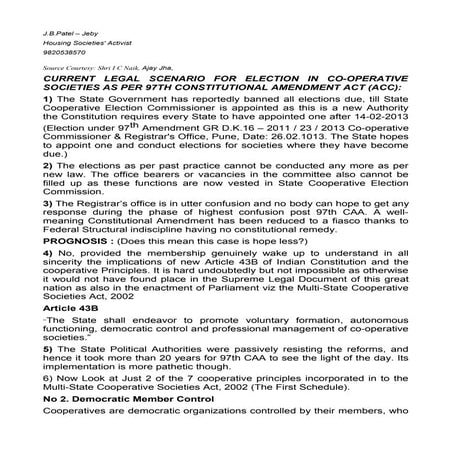 Current legal-scenario-for-election-in-co-operative-societies-as-per-97th-constitutional ...