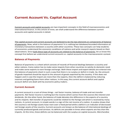 Current account vs capital account | DOCX