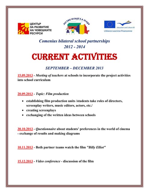 Current activities sep dec 2012 | PDF