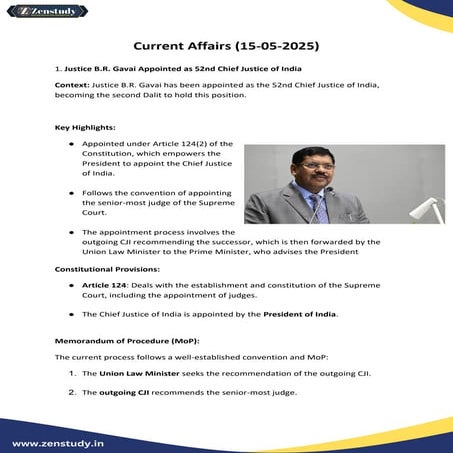 15th May 2025 Current Affairs | UPSC Daily Digest | PDF