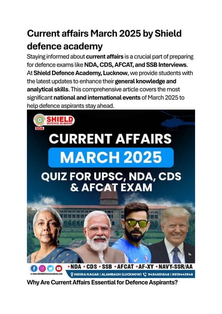 Military Exercises At A Glance- Shield Defence Academy | PDF