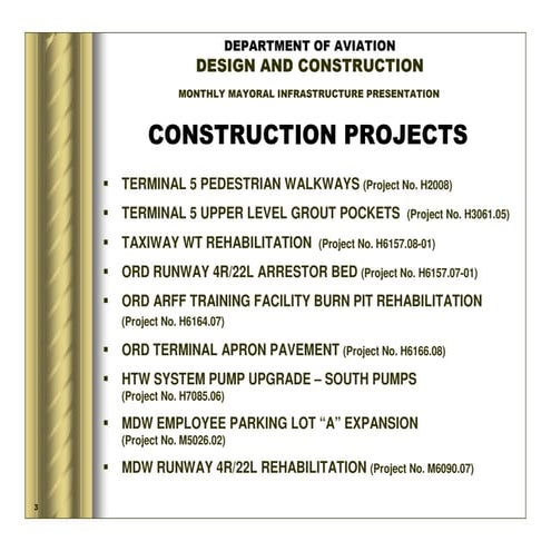 Current Construction Projects, City of Chicago, August 21, 2008 | PDF
