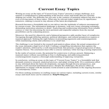 Current Essay Topics. 006 Essay Example Writing Topics With Thatsnotus ...