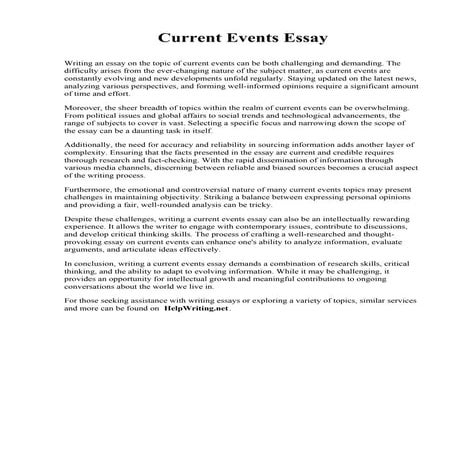 Current Events Essay. University of Tennessee Southern | PDF