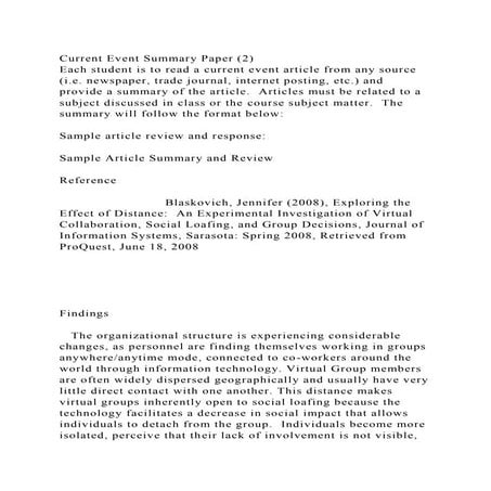 Current Event Summary Paper (2)Each student is to read a current e.docx ...