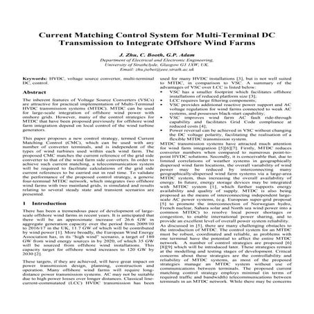 Current matching control system for multi-terminal dc transmission to integrate offshore wind ...