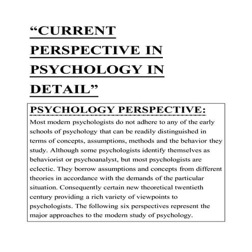 Psychology perspectives powerpoint | PPTX
