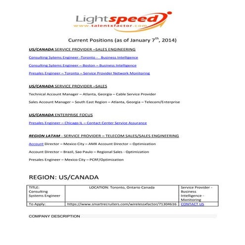 Current positions jan. 7 2014 | DOCX | Management Consulting Industry ...