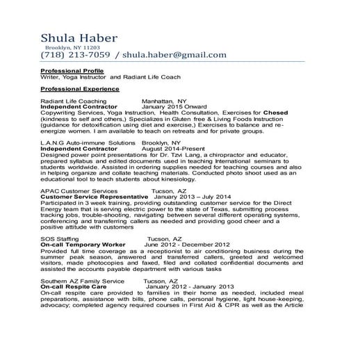 Current revised resume | DOCX | Family and Relationships