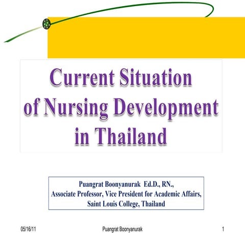 Current situation of nursing dev in thld puangrat boonyanurak | PPT ...