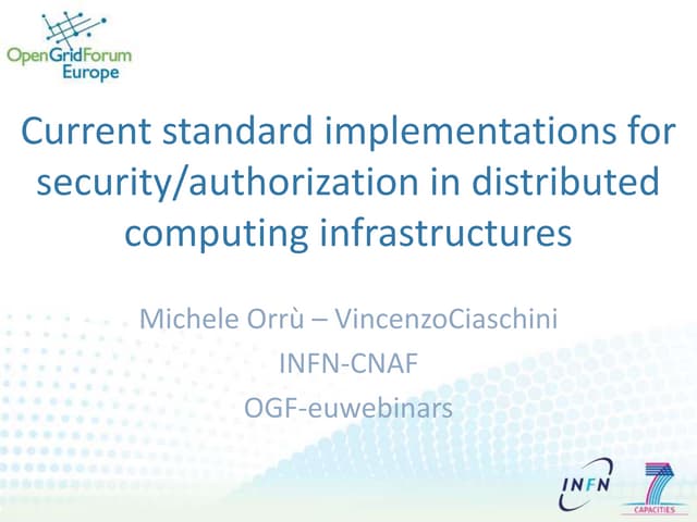 Current standard implementations for security/authorization in ... Current standard implementations for security/authorization in ...
