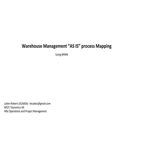 Warehouse Management Activities "As Is" process map | PDF