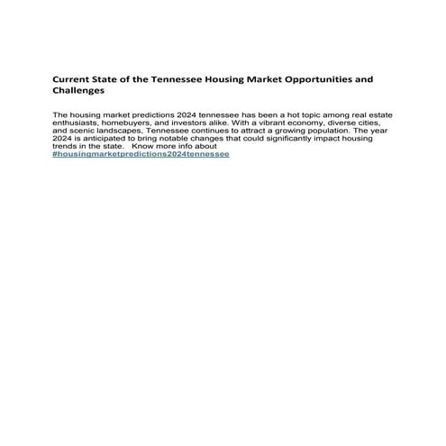 Current State of the Tennessee Housing Market Opportunities and ...
