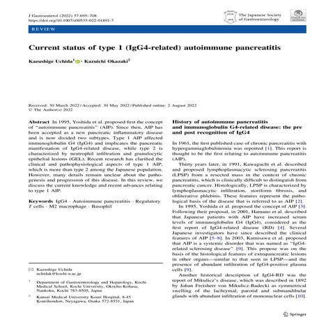 Current status of type 1 (IgG4-related) autoimmune pancreatitis.pdf