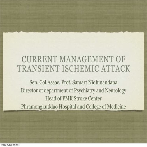Current treatment of transient ischemic attack | PDF